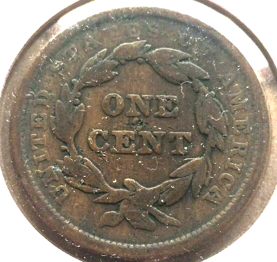 1842 UNITED STATES 1 CENT LARGE COPPER PENNY COIN BRAIDED HAIR LIBERTY ...