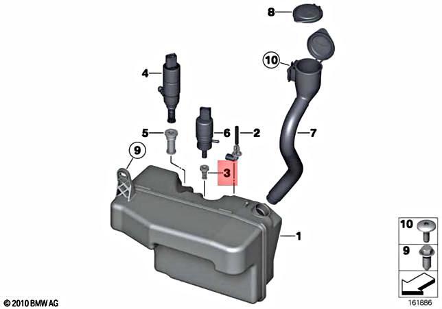 Genuine BMW E46 E52 E53 E60 Headlight Windshield Washer Pump OEM ...