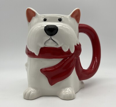 Pier 1 Imports 3D Terrier Dog with Red Scarf Coffee Mug | eBay