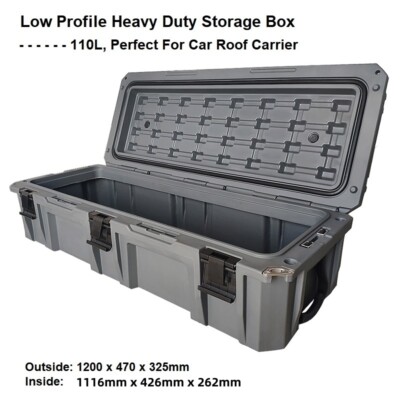 110L Storage Box Case Low Profile Heavy Duty Waterproof Cargo Tool Box ...