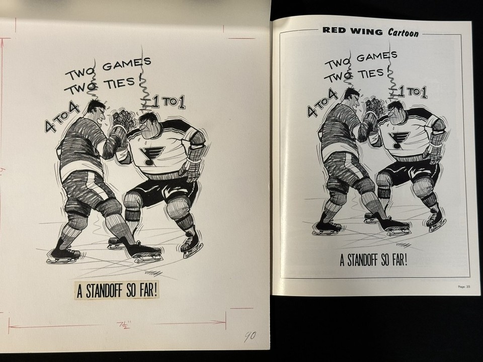Vtg Lot 4 Detroit Red Wing Magazines Orig Jim Mackey Cartoon Sketch ...