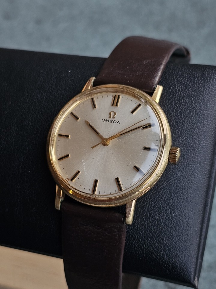 Mens Gold Plated Omega Wind Up Mechanical Vintage Wrist Watch WORKING ...