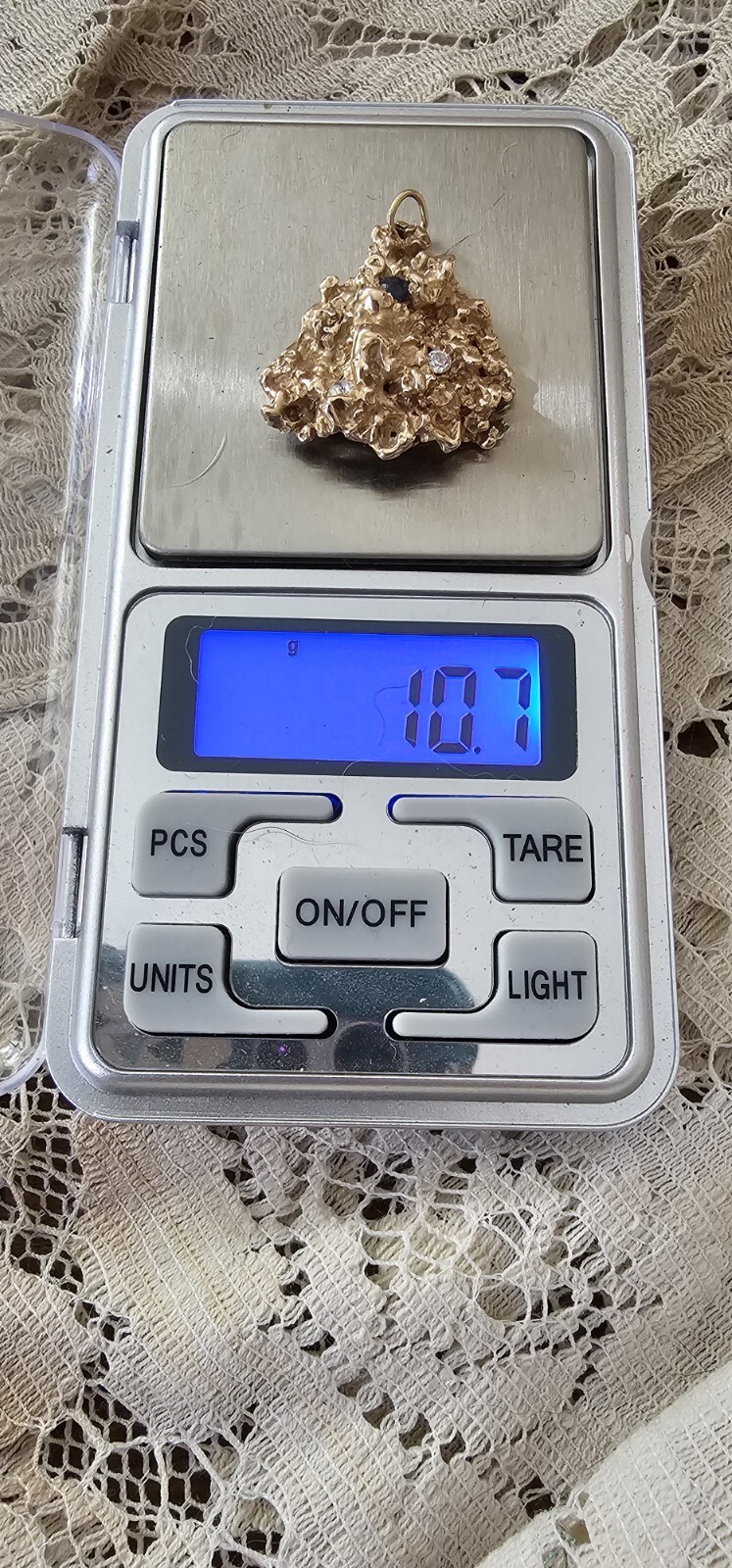 RARE Vtg 14K Solid Yellow Gold Diamond & Sapphire Nug… - Gem