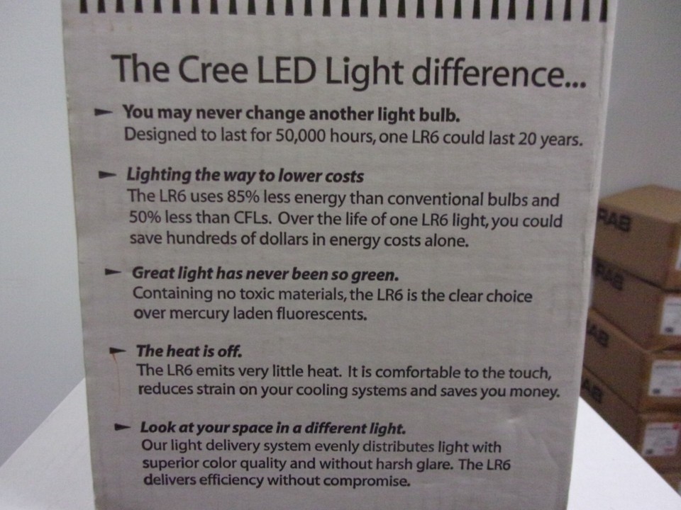 CREE LR6C 6" RETROFIT LED DOWNLIGHT 12W 35K 650 LUMENS 90 CRI 120V NO ...