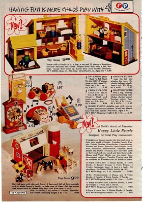 1969 FISHER PRICE PLAY HOUSE FAMILY FARM TWEAKIES HAPPY LITTLE PEOPLE ...