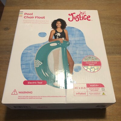Justice Inflatable Pool Chair Float Electric Teal, Unisex-READ ...