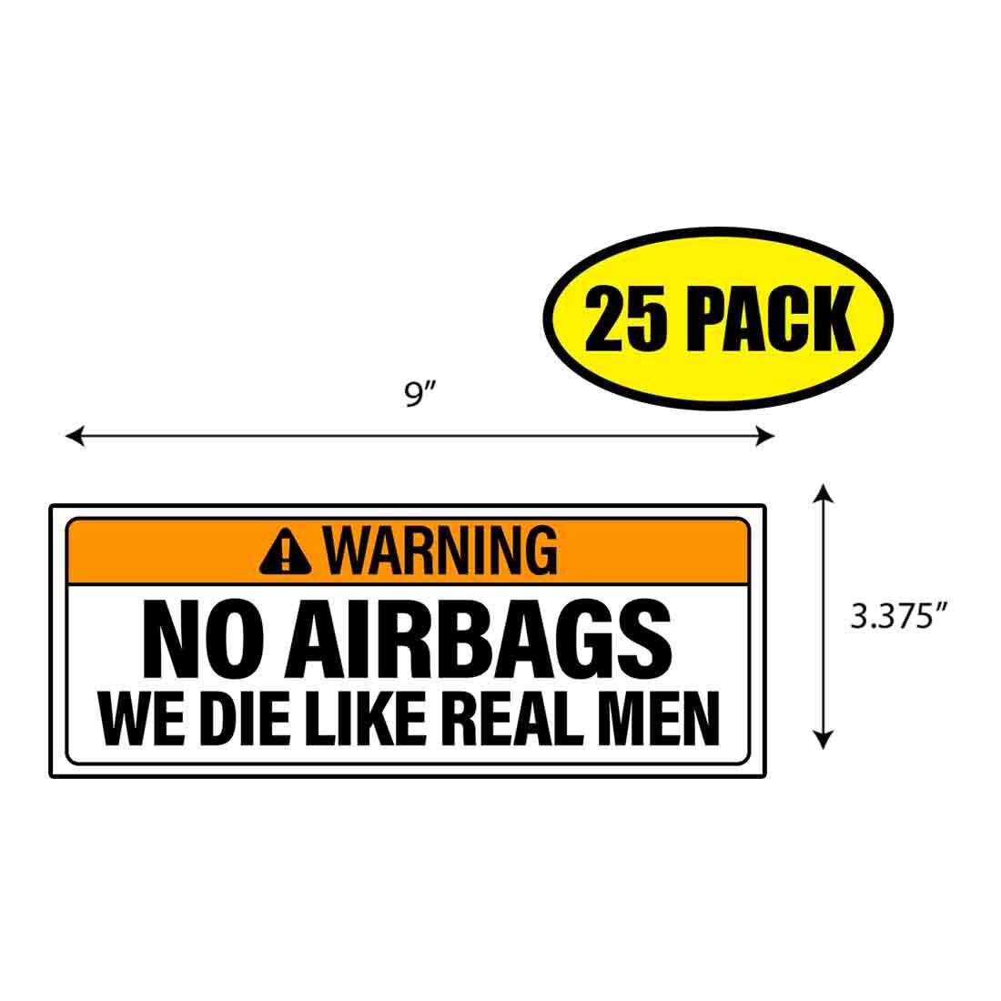25 PACK 3.375"x9" No Airbags Sticker Decal Humor Funny Gift BS0481 | eBay