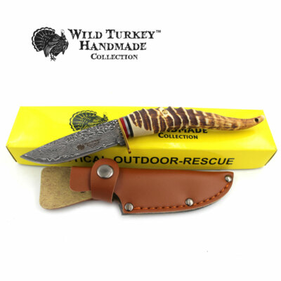 Wild Turkey Handmade Collection Fixed Blade Faux Handle Hunting Knife w ...