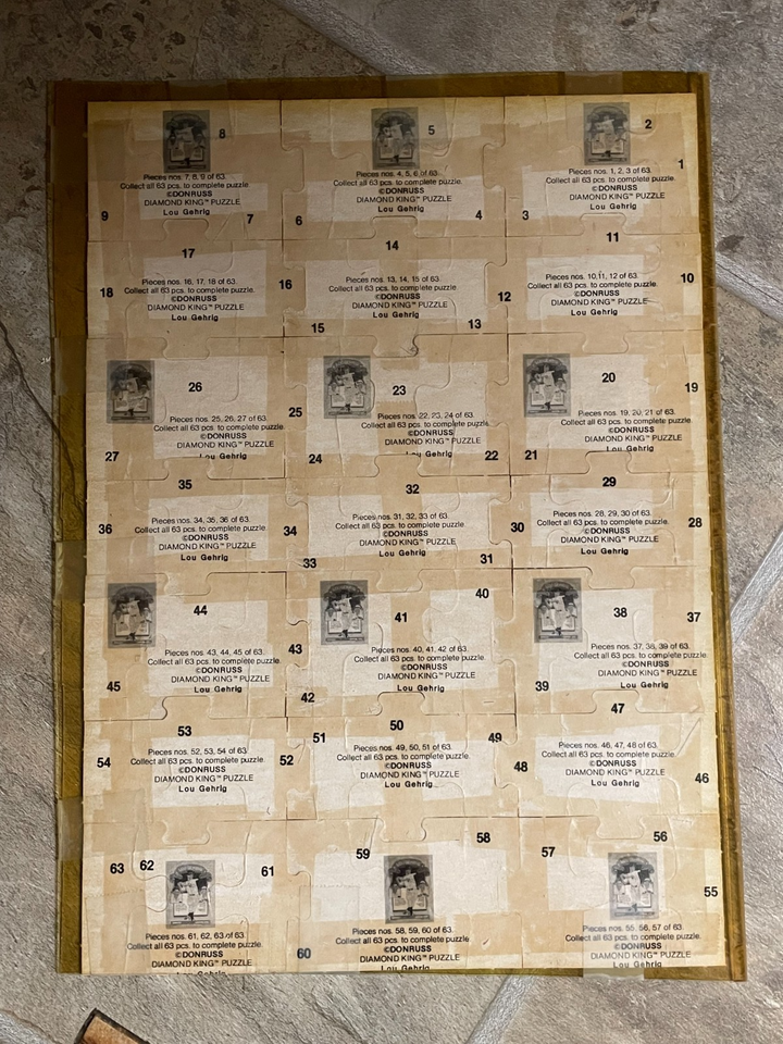 Babe Ruth + Lou Gehrig Donruss Diamond King Completed Puzzle - 1982 ...