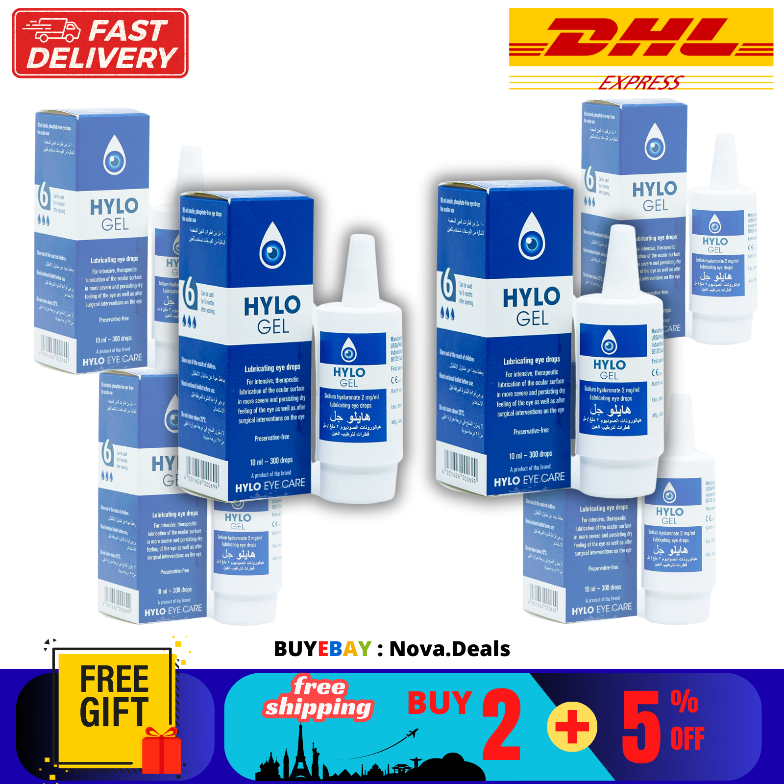6 X Hylo Gel 10ml Hyaluronic Eye Drops Ursapharm | eBay