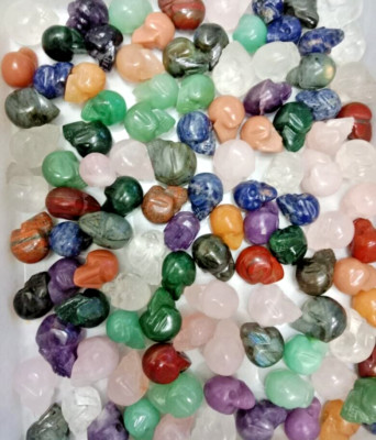 10PCS Set 1" Natural Mix Quartz Skull Carved Crystal Gift Carving Skull ...