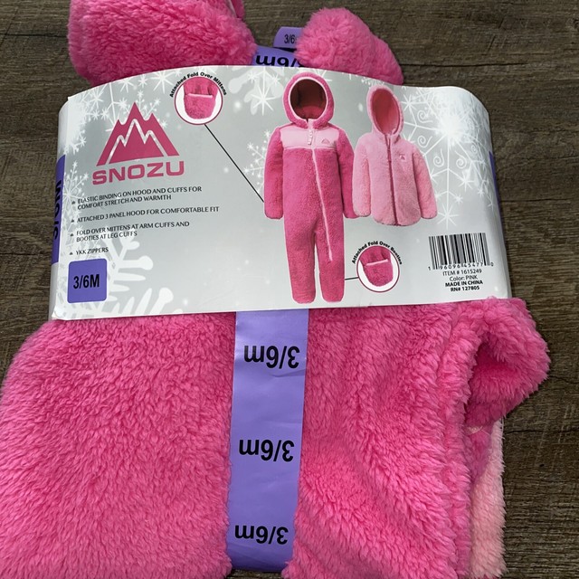 SNOZU Girl's Pink Snow Bibs Pants and Jacket Size 3/6 Months Warm ...