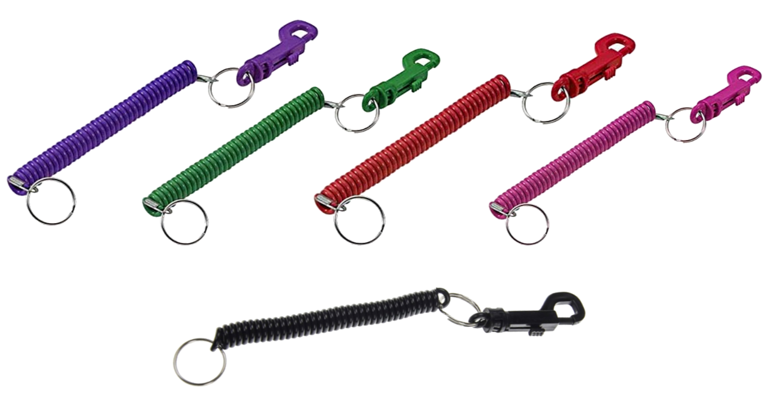 Retractable Spiral Key Chain Stretch Coil Clip-On 10-Pack Assorted ...