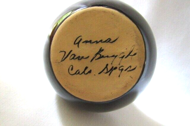 Art Pottery Pitcher~ Black W/ Blue & White Drip Glaze~ Signed Anna Van ...