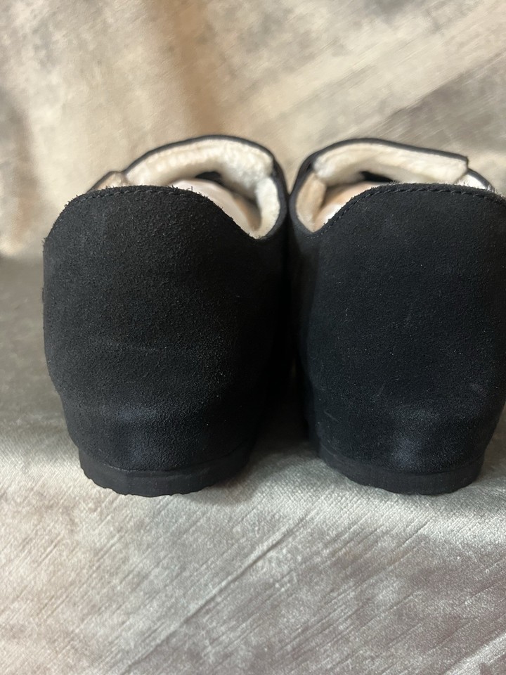 Klukge Fuzzy Boston Clogs for Men Suede Soft Leather Clogs Black Size ...