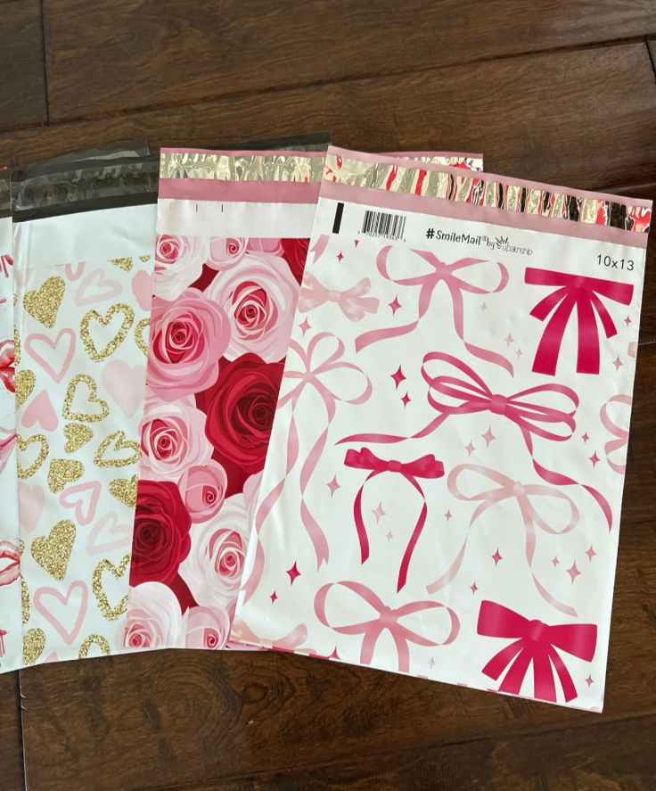 10x13" Beautiful Valentines Mix of 5 Patterns Designer Poly Mailers | eBay