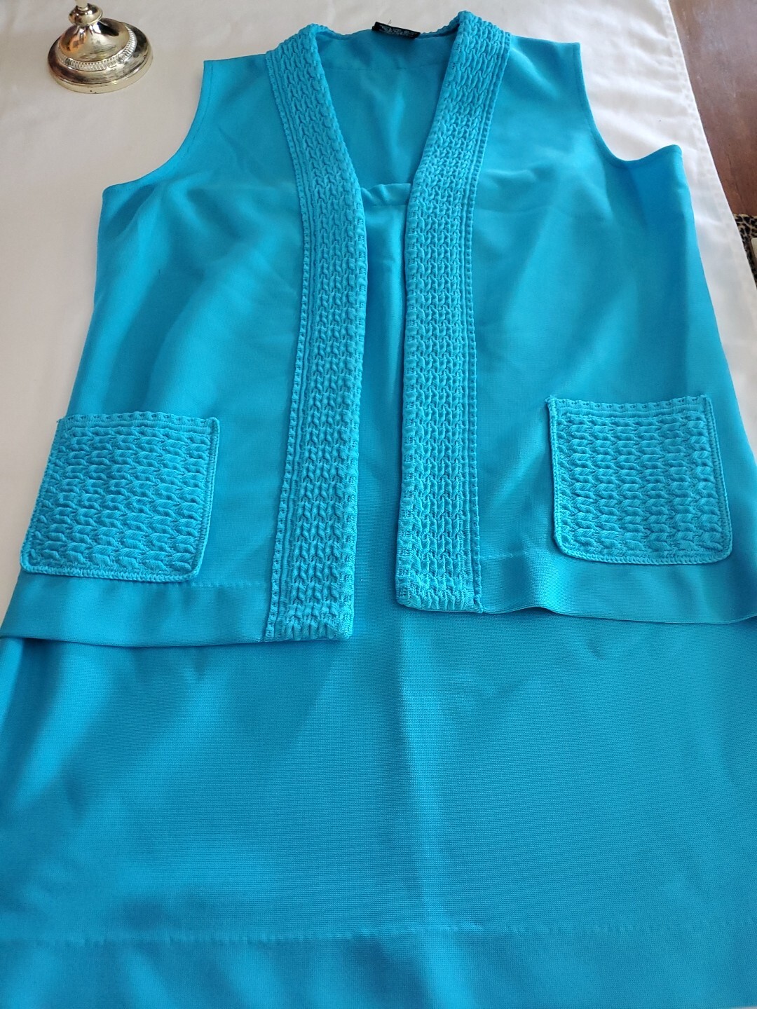 Vtg. Hedy Knits of California 2Pcs.Bright Blue Vest & Skirt Sixe XL ...