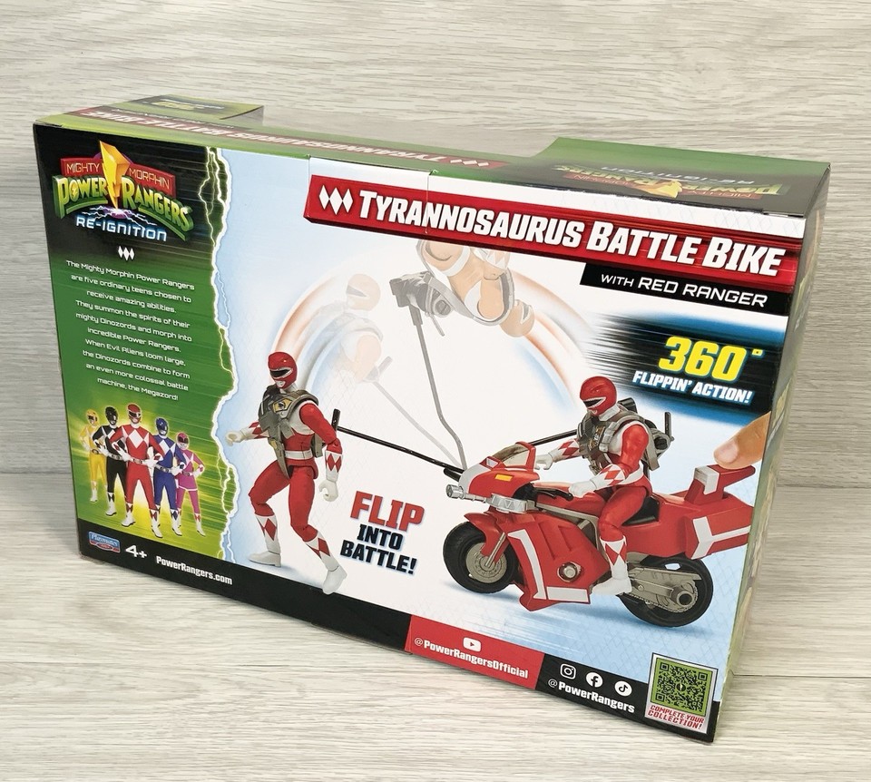 Power Rangers Mighty Morphin Re-Ignition T REX Battle Bike & Red Ranger ...