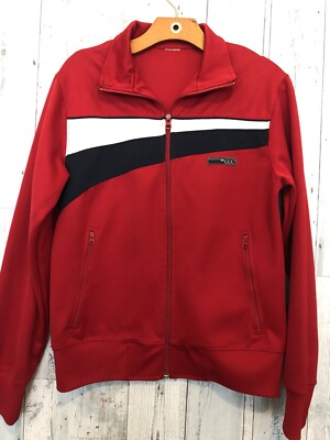 90,s Zip Up Track Jacket Athletic Running Exercise Red White Blue Size ...