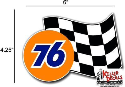 (UNIO-3) 6" UNION 76 FLAG GASOLINE DECAL OIL CAN / GAS PUMP / LUBSTER ...