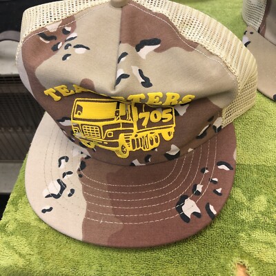 Vtg Teamsters Local 705 Snapback Cap Hat Made In USA New Camo Beige | eBay