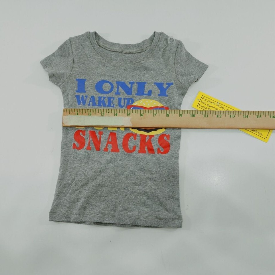 Funny 'I Only Wake Up For Snacks' Gray T-Shirt with Hamburger Graphic ...