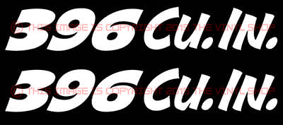 x2 Set of BADASS Hot Rod, Gasser, 396 CU.IN. Engine Size Decals, rat ...