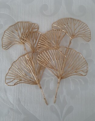2 Stems Of Gold Ginkgo Leaves Cake Topper Arts and Crafts , wedding ...