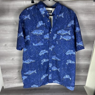 Chaps Fishing Shirt Size Large Short Sleeve Button Down Vented ...