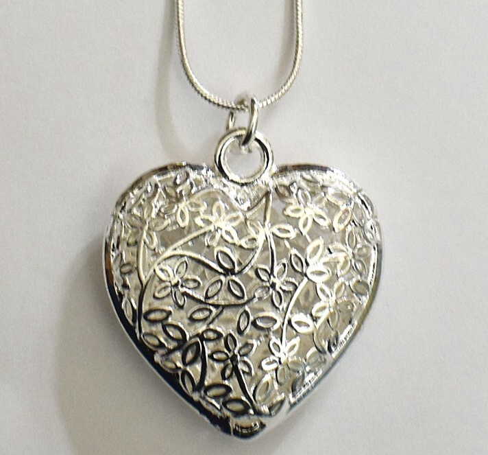 Sterling Silver Puffed Heart Pendant Necklace .521 Oz Silver. Content ...
