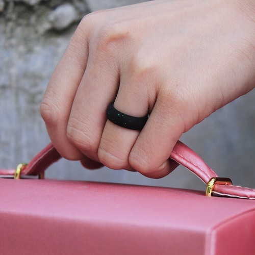 Women Glitter Silicone Rubber Finger Ring Band Wedding Rings Sport Gym ...