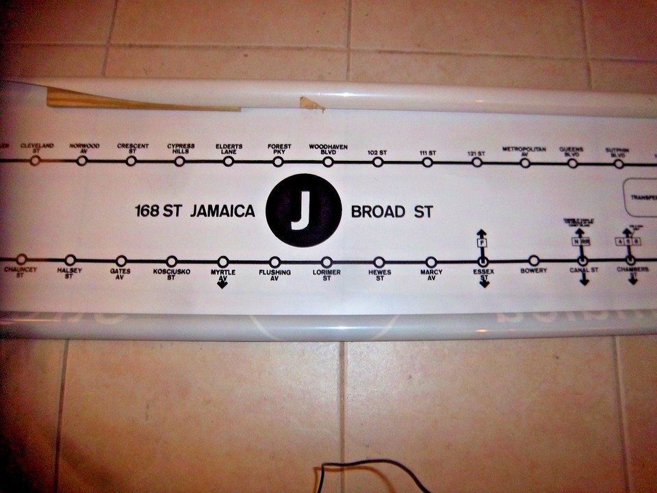 NY NYC SUBWAY ROLL SIGN MAP BROAD WALL STREET MANHATTAN J TRAIN BOWERY ...