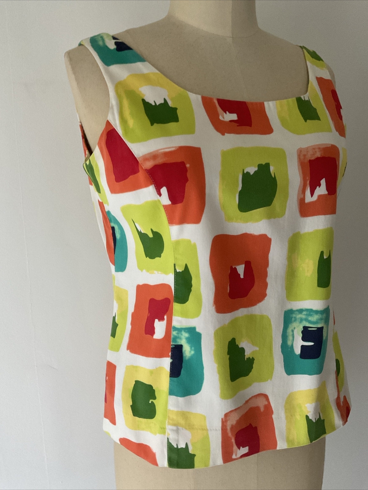 Rivets & Blair Size 10 Cotton Stretch Tank Top Zip Back Unique Print | eBay