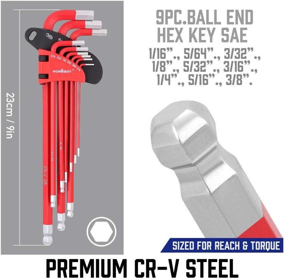 HORUSDY 36Pcs Allen Key Set, Ball-End Hex Wrench Tamper Proof Torx Star ...