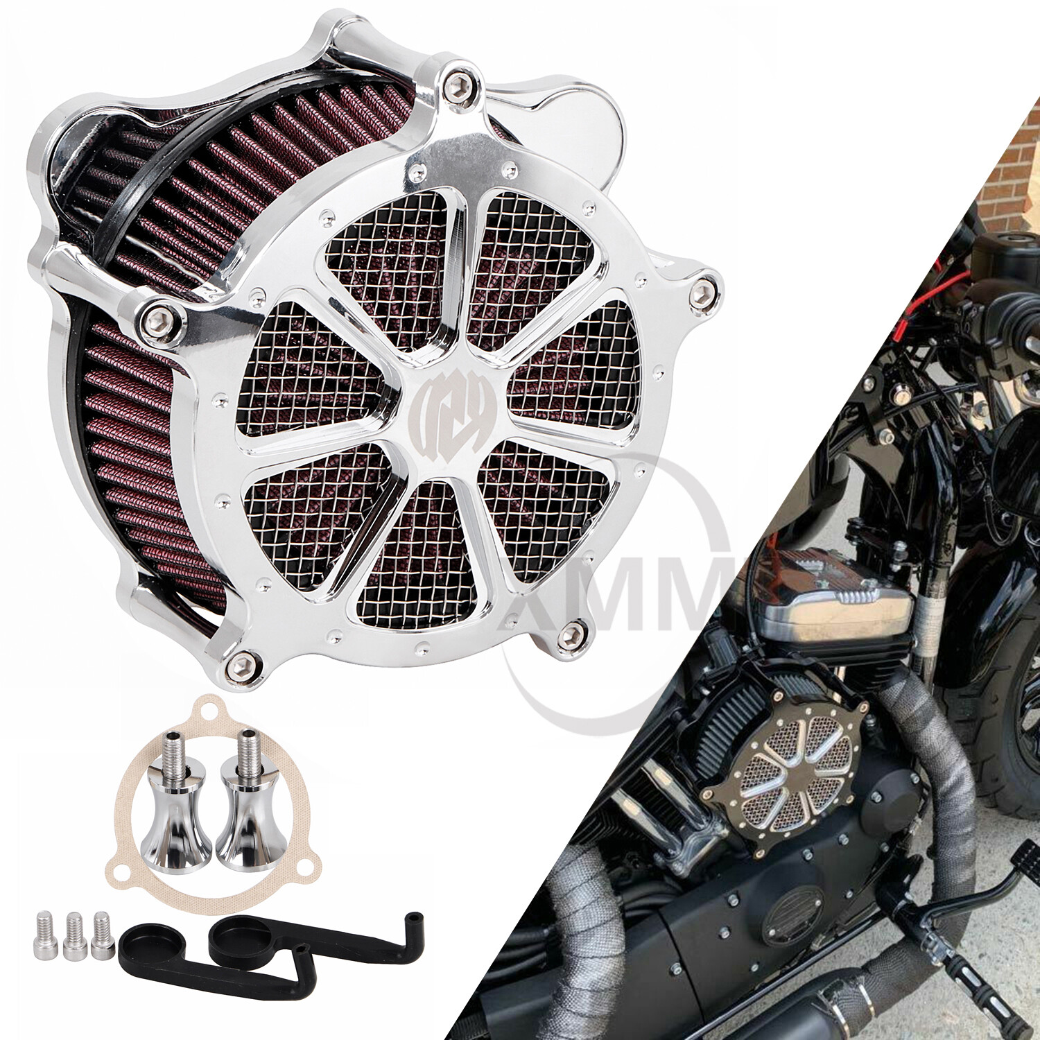 Chrome Air Cleaner Intake Filter For Harley Softail Deluxe FLSTN ...