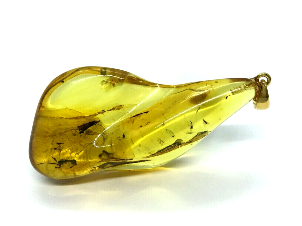 Amber Pendant 6 Insects Fossil Insect Inclusion Silver 925 Gold Plated ...