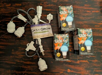 Miracle LED 3 Socket 4 Foot Grow Light With 3 LED Grow Light 100w Bulbs ...