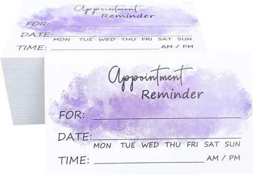 Appointment Reminder Cards Watercolor Pack of 100 (Purple-Type2) | eBay