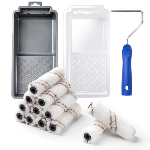 Paint Roller Kit, 16 Pack, 4 Inch Microfiber Paint Rollers, 4 Inch,16 ...