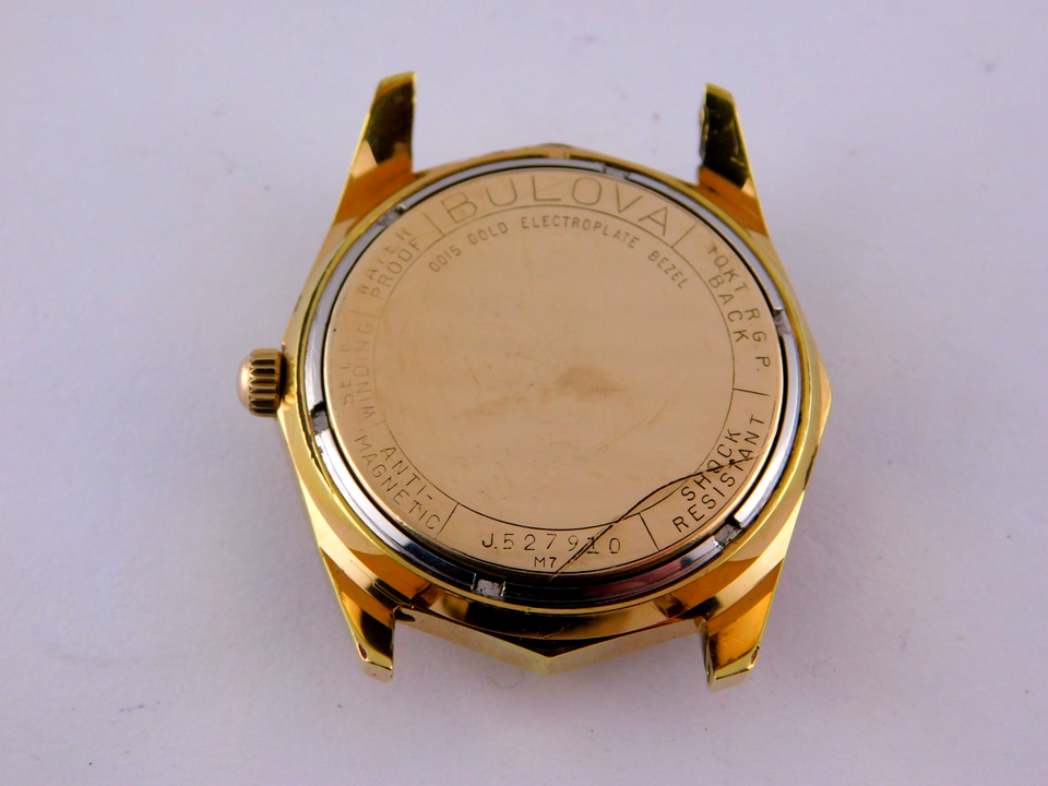 VINTAGE BULOVA COMMANDER "AQ" 30J AUTO 18K GP MENS WRISTWATCH SERVICED ...