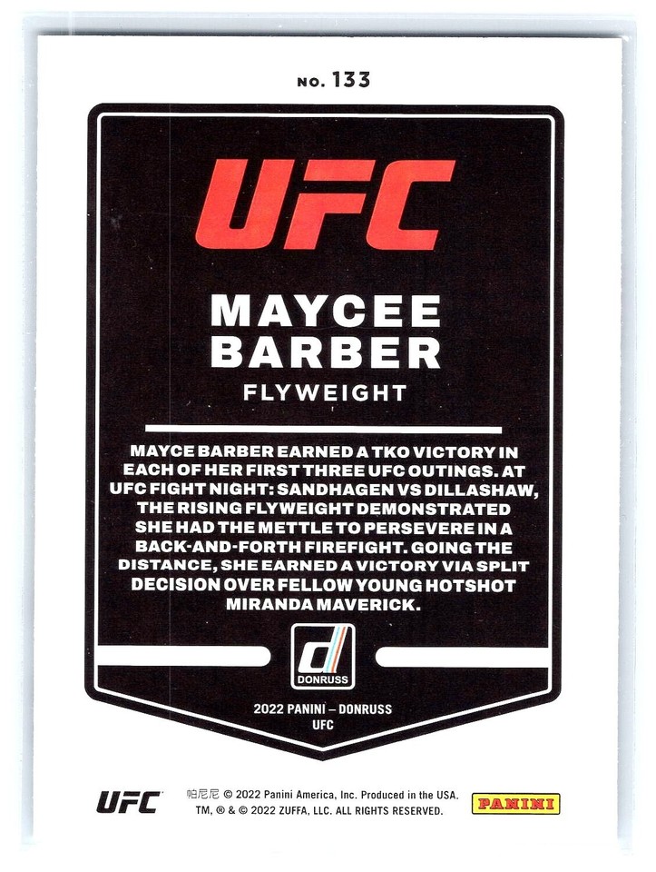2022 Panini Donruss UFC #133 Maycee Barber | eBay