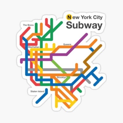 New York City Subway Train Map Hometown Travel Vinyl Decal Sticker ...