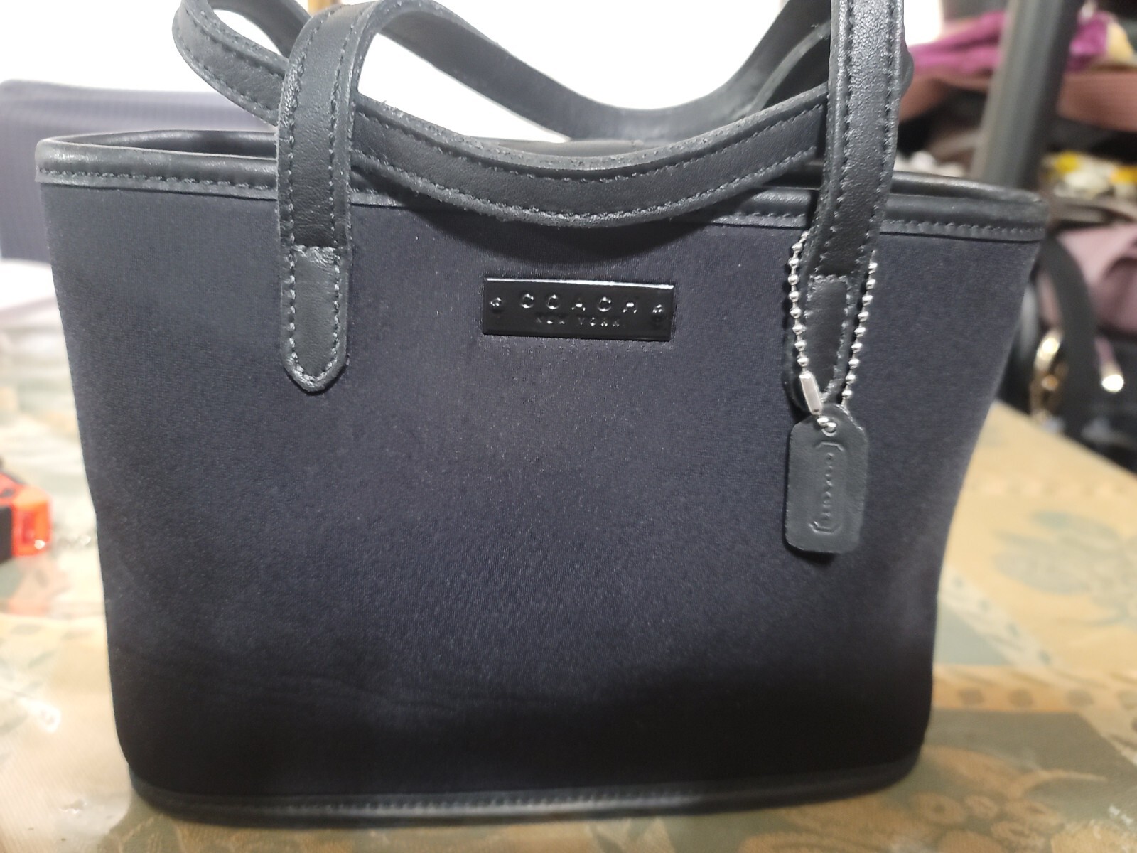 Coach Black Tote Neoprene With Leather Trim Handbag B… - Gem