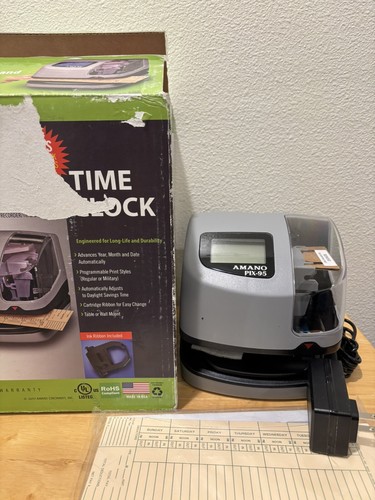 NOB AMANO PIX-95 Time Clock Electronic Time Recorder Time & Date Stamp ...
