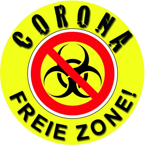Corona Aufkleber FREIE ZONE - Sticker Tür, Haus, Auto, Gastatätte ...