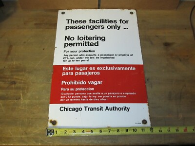 Vintage CTA Chicago Transit Authority Original Porcelain Sign, NO ...