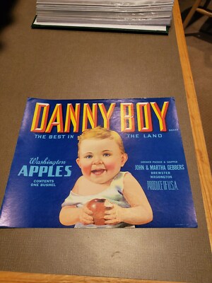 DANNY BOY Full Size apple crate label BREWSTER John & Martha Gebbers ...