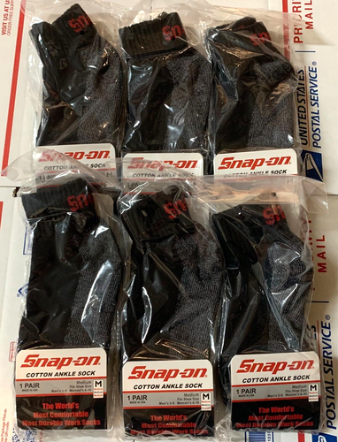 NEW 6 Pairs Mens Black Snap On Tools MEDIUM ANKLE Socks FREE Shipping ...