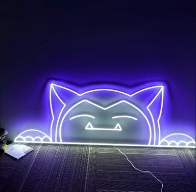 20"x7" Cute Snorlax Anime Flex LED Neon Sign Light Party Gift Shop ...