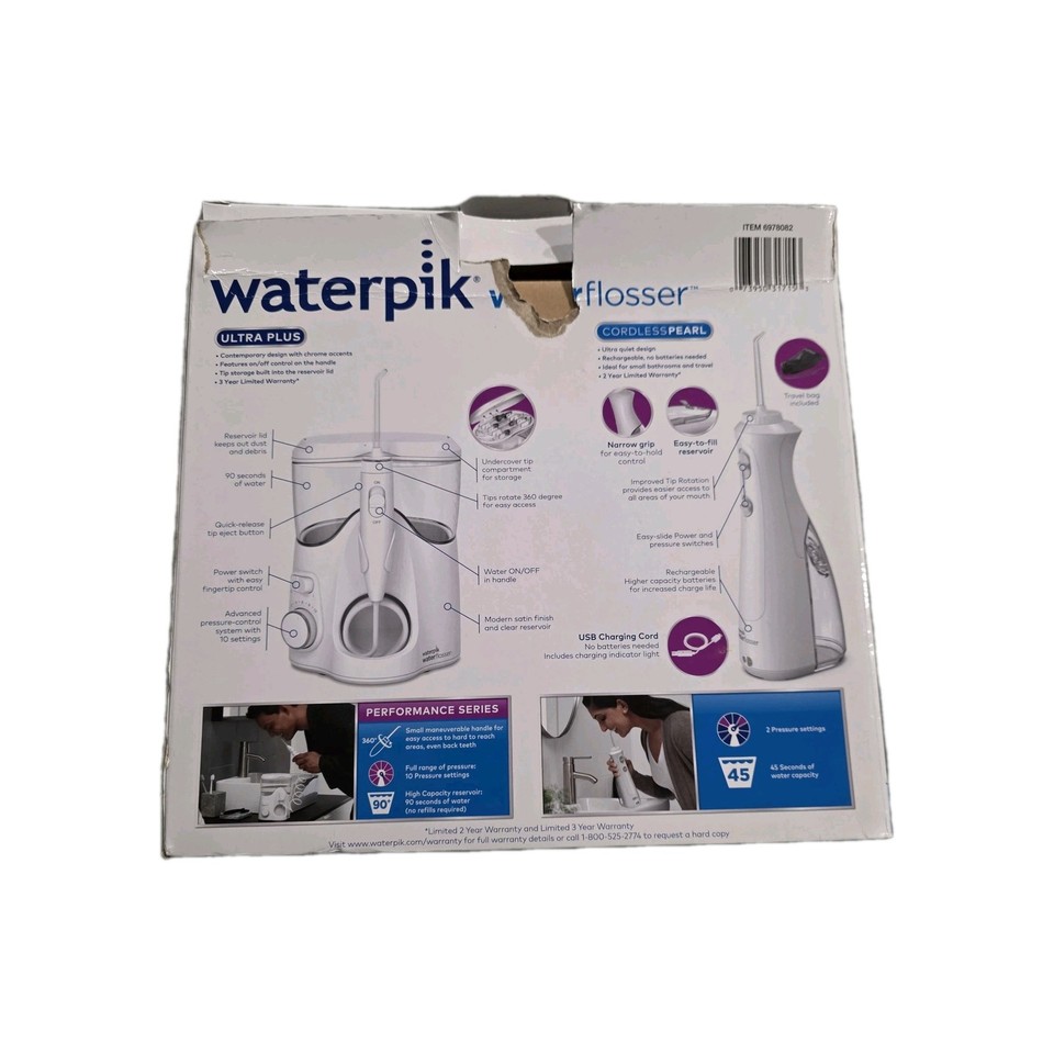 Open Box Waterpik Flosser Combo Ultra Plus Cordless Pearl 6978082 ...